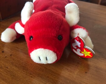 Ty Beanie Baby Snort the Bull Plush Toy rare 4002 Date of Birth 5/15 ...