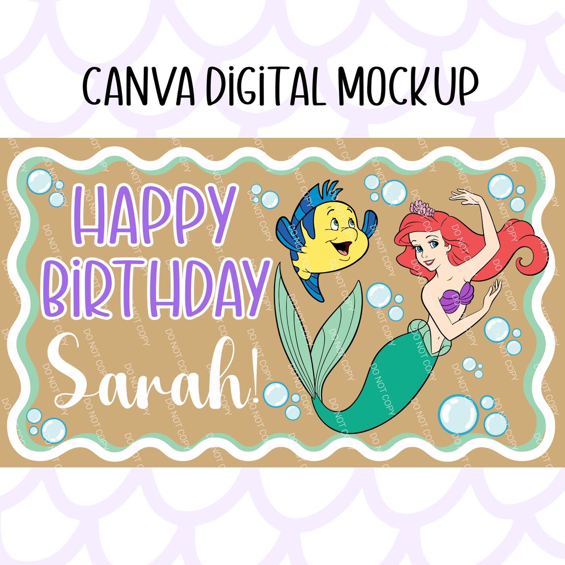 Mermaid Birthday Banner Template | Editable Ariel Party Decor (digital ...