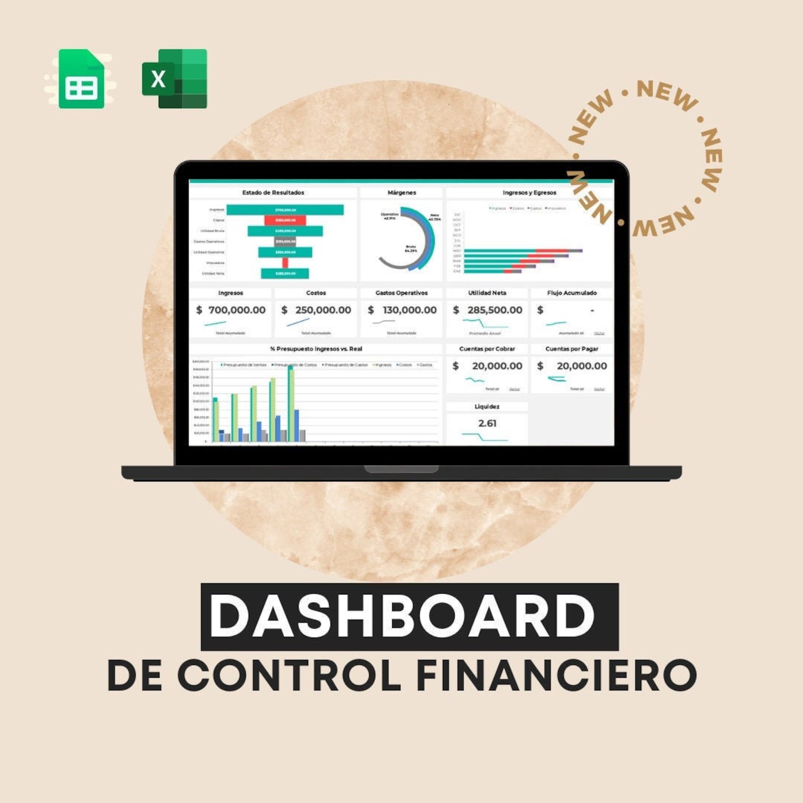 Tablero de Control Financiero Plantilla de Excel / Panel | Etsy