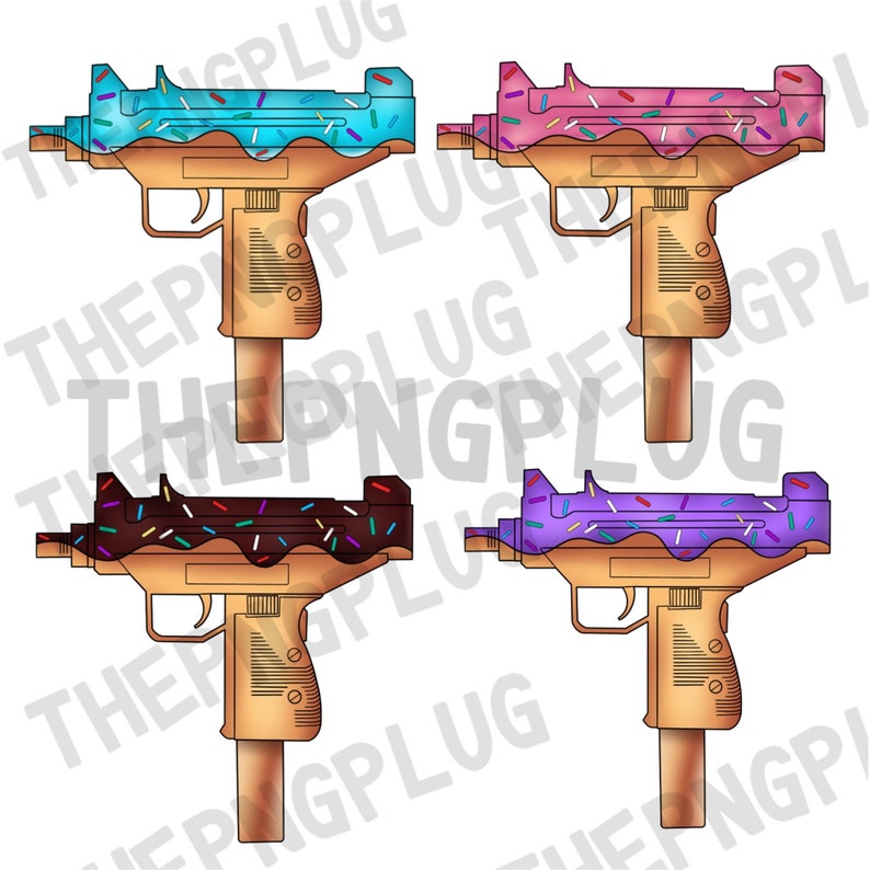 Multi Flavor Cartoon Donut Gun PNG Uzi Donut Gun Cartoon Gun - Etsy