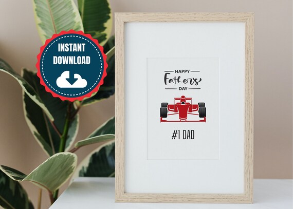 Racing Car Fathers Day Card Gift Digital Print Wall Decor - Etsy
