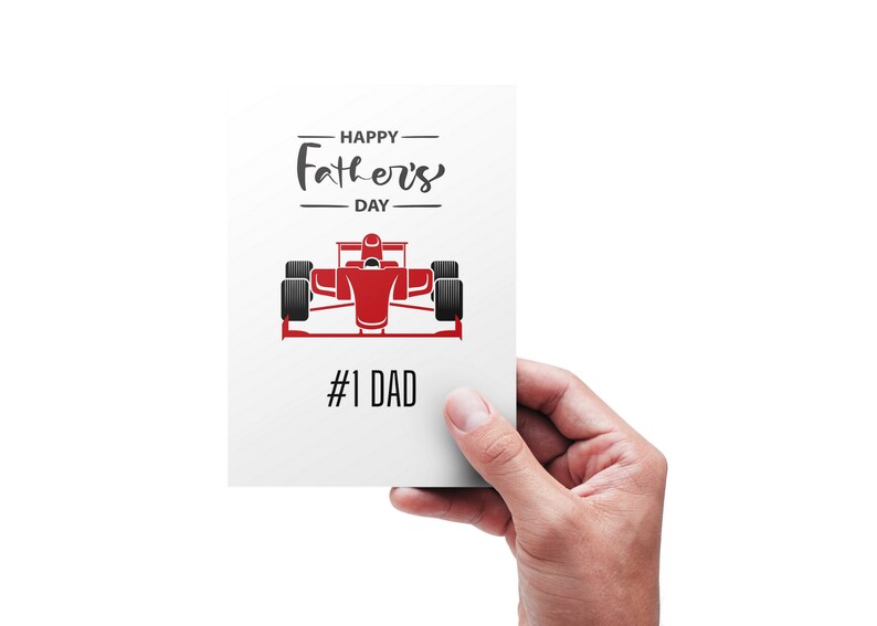 Racing Car Fathers Day Card Gift Digital Print Wall Decor Number One ...