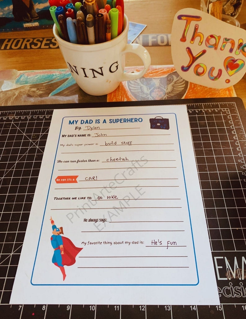 PRINTABLE "my Dad is a Super Hero" List Fill in - Funny Fathers Day ...