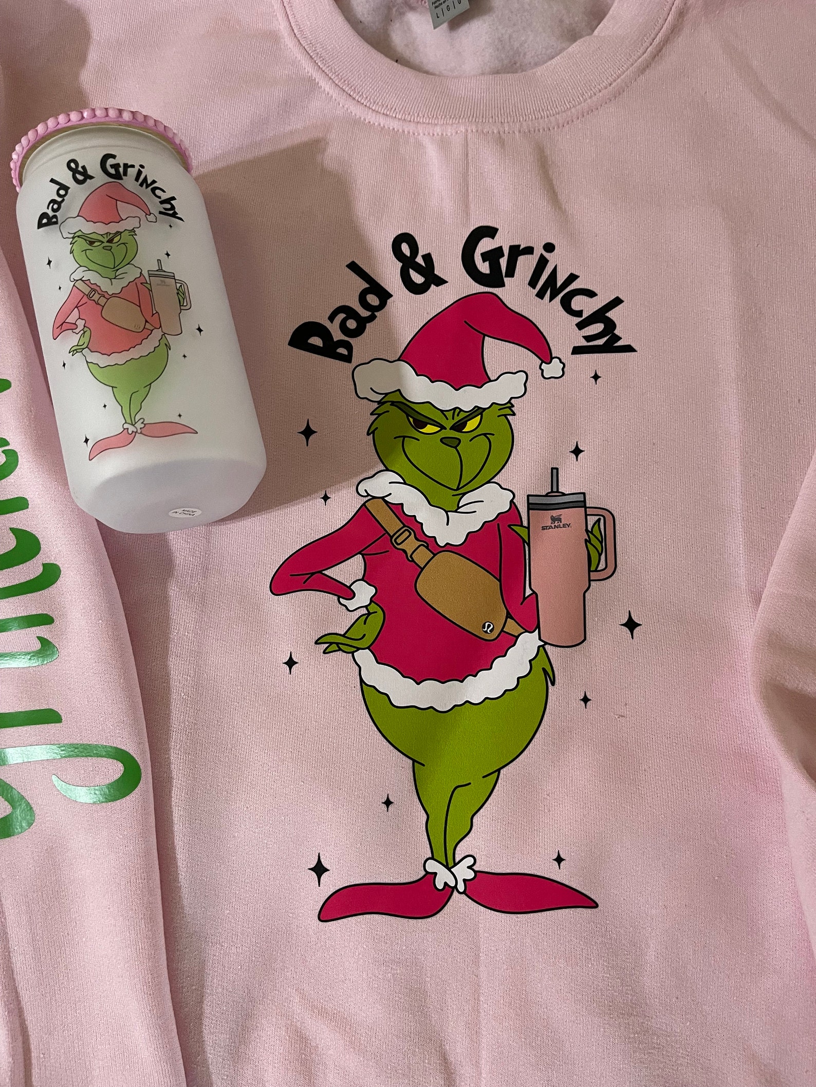 Bad & Grinchy Christmas Set Grinch Sweatergrinch Glass - Etsy