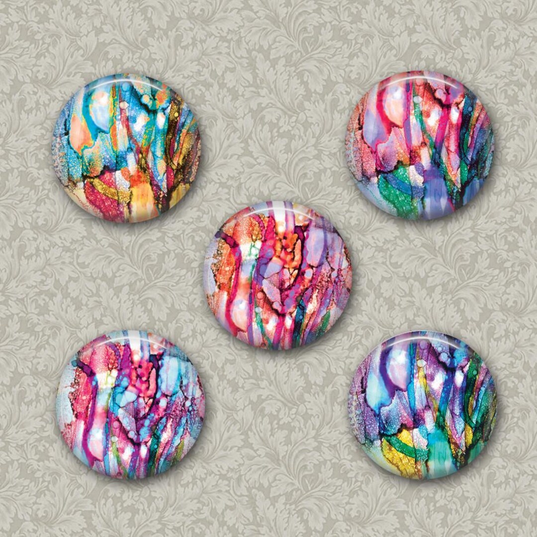 5x Multi-coloured Abstract Glass Fridge Magnets, Glass Magnets ...