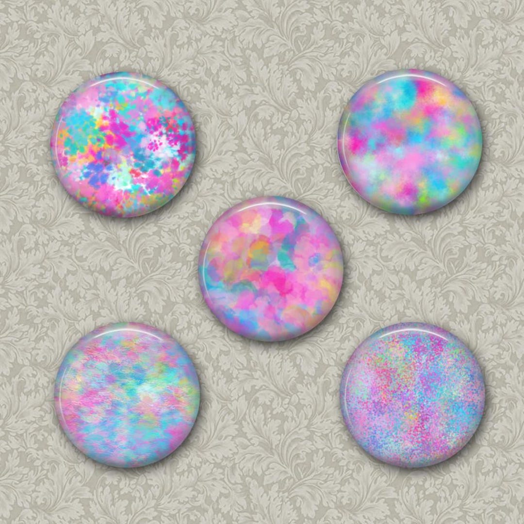 5x Multi-coloured Pastel Rainbow Abstract Glass Fridge Magnets, Glass ...