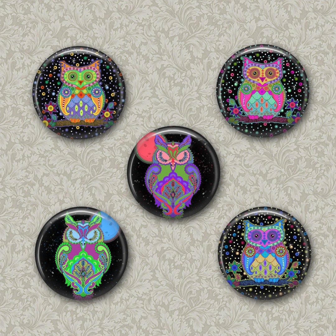 1-5x Night Owls Fridge Magnets, Glass Magnets, Housewarming Gift ...