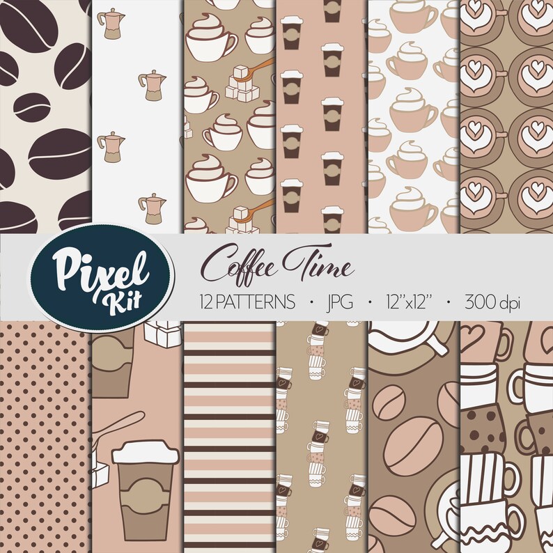 Coffee Digital Paper Pattern for Cards Journal Background Scrapbook ...