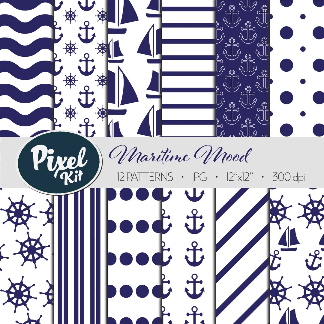 Maritime Mood Paper for Scrapbooking, Instant Download Printable ...