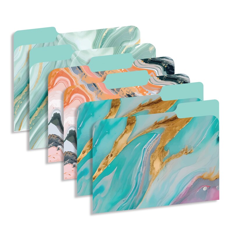 Marble File Folders: Decorative Letter Size, 12 PK - Etsy