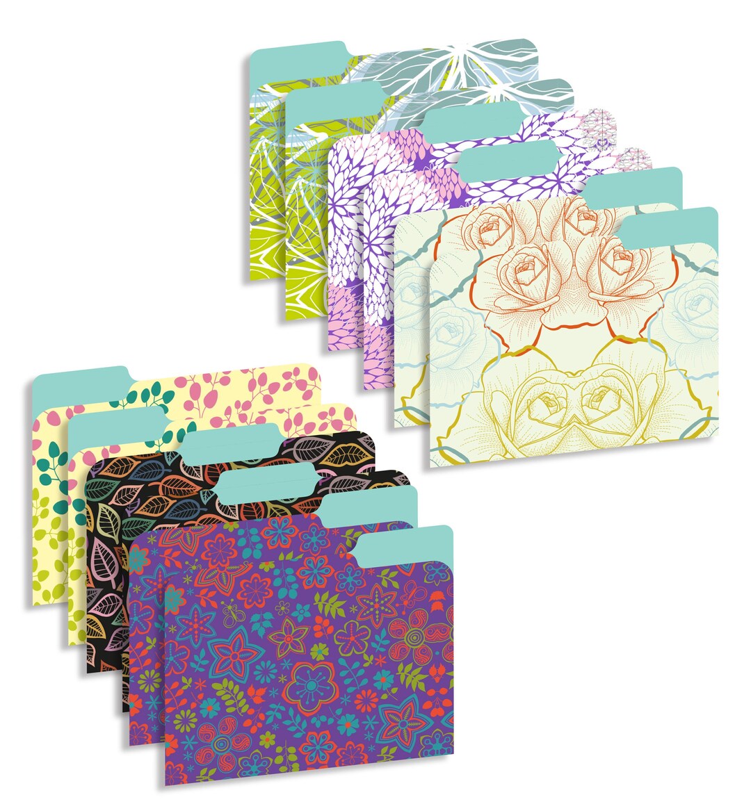 Floral 1/3 Cut File Folders - With New Generation Say Goodbye to Boring ...