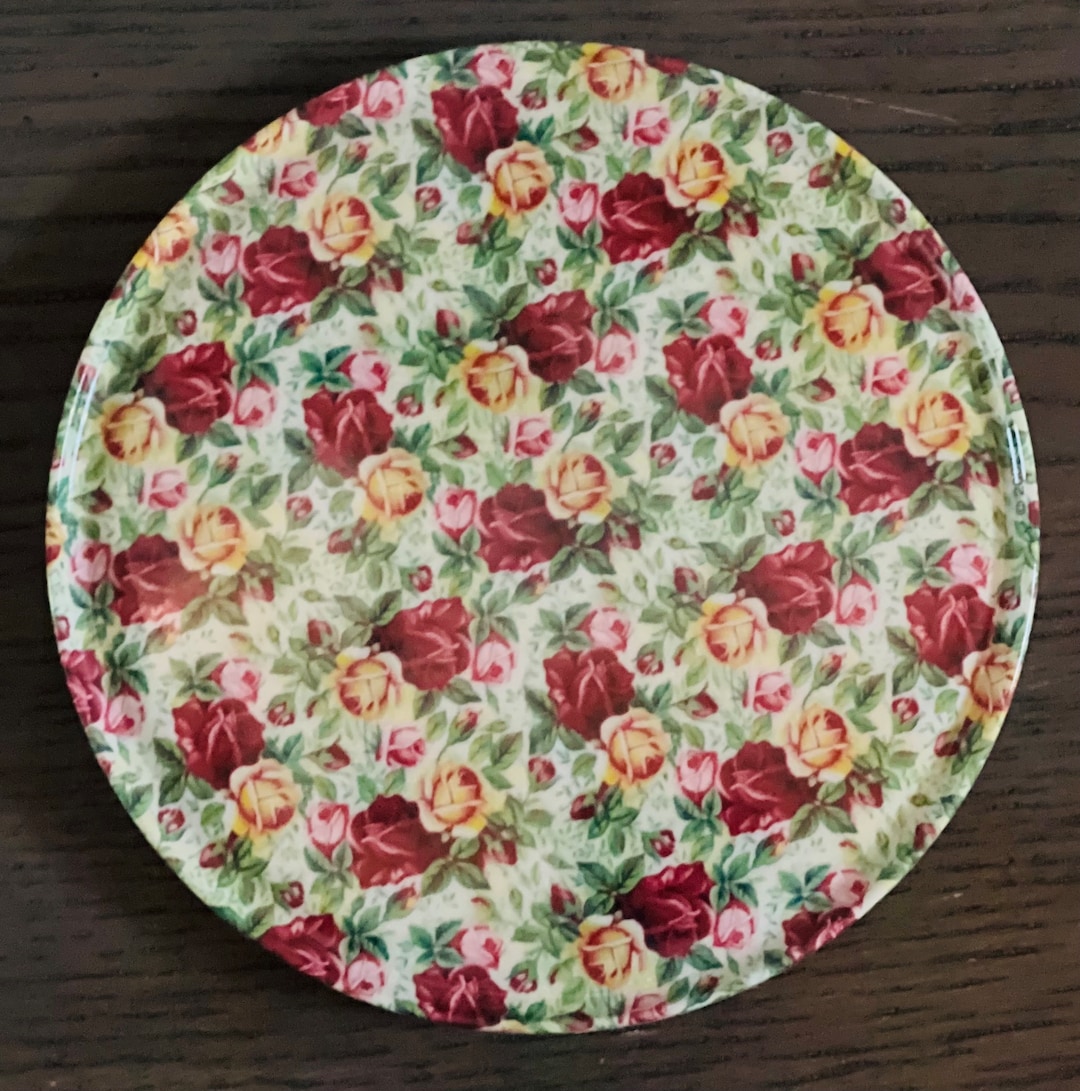 Old Country Roses Chintz Collection Round Melamine Tea Tile by Royal ...