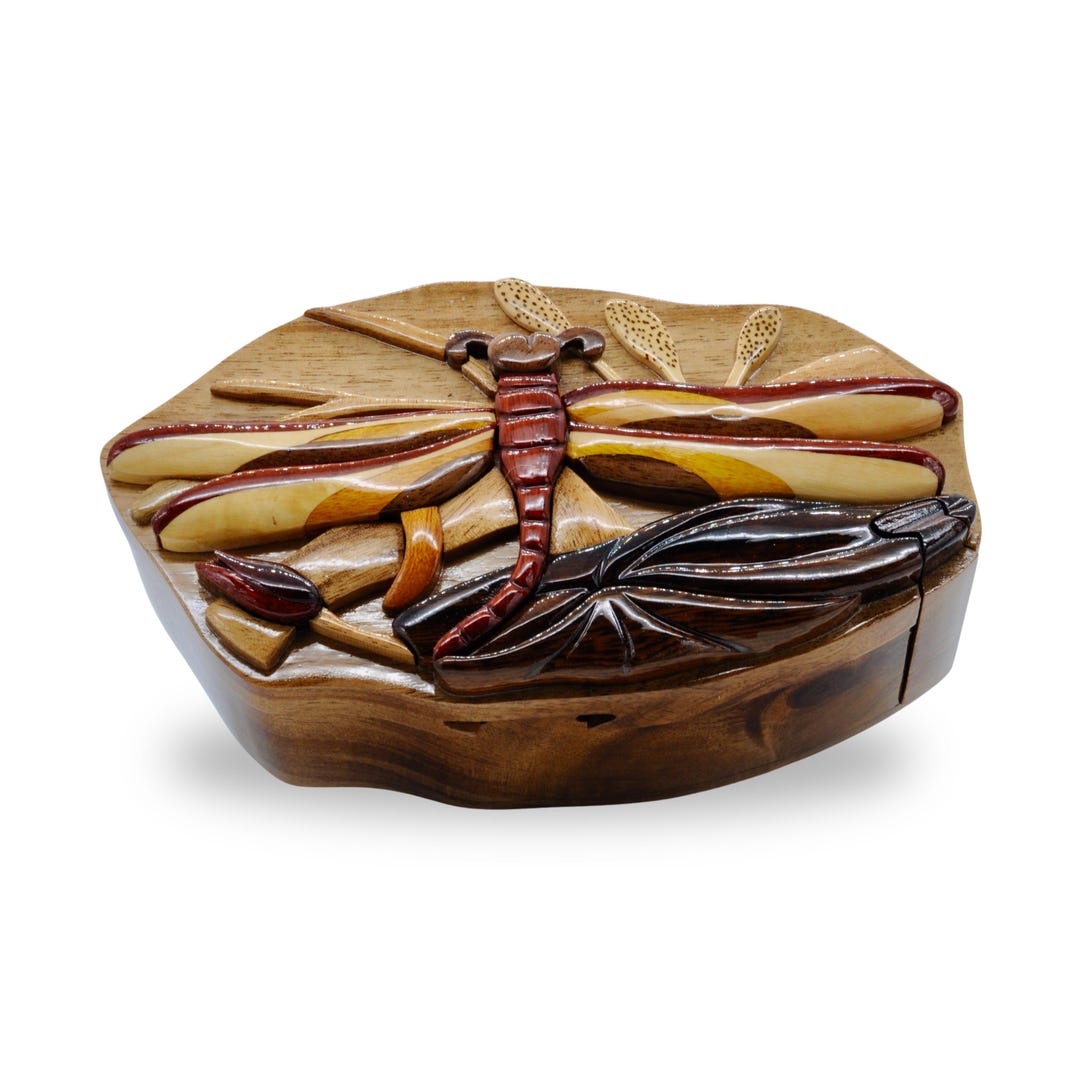 Dragonfly Lover Gift Wooden Puzzle Box Handmade Jewelry Box for Her ...