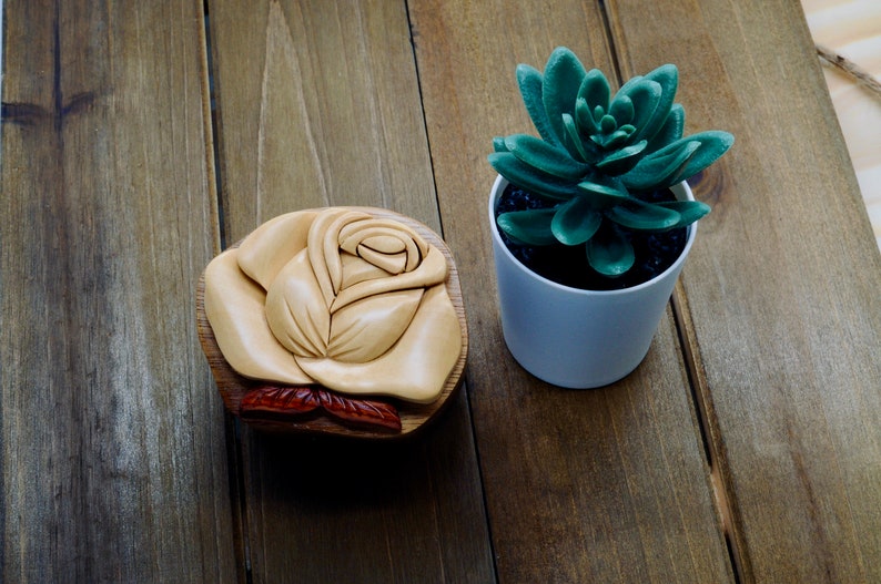 Rose Wooden Ring Box Handmade Proposal Ring Box Rose - Etsy