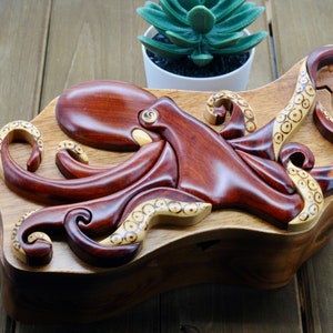 Octopus Lover Gift Handmade Wood Puzzle Box Unique Jewelry Box for Her ...