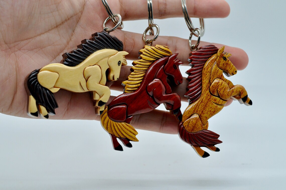 Horse Keychain - Handmade Wooden Keychain - New Car Gift - Wooden ...