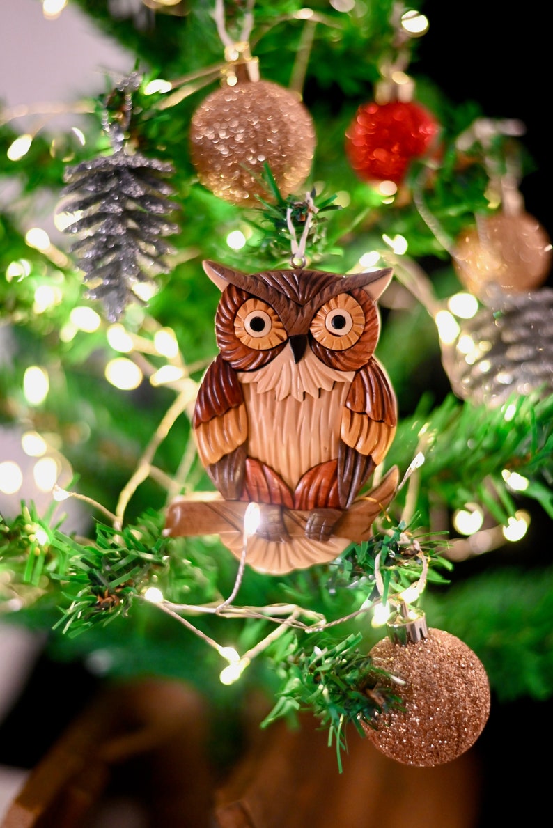Owl Handmade Wooden Fridge Magnet & Christmas Ornament - Wooden Owl ...