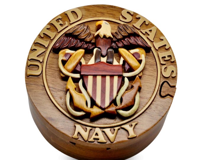 United State Navy Wooden Puzzle Box - Wooden Puzzle Box Gift for ...