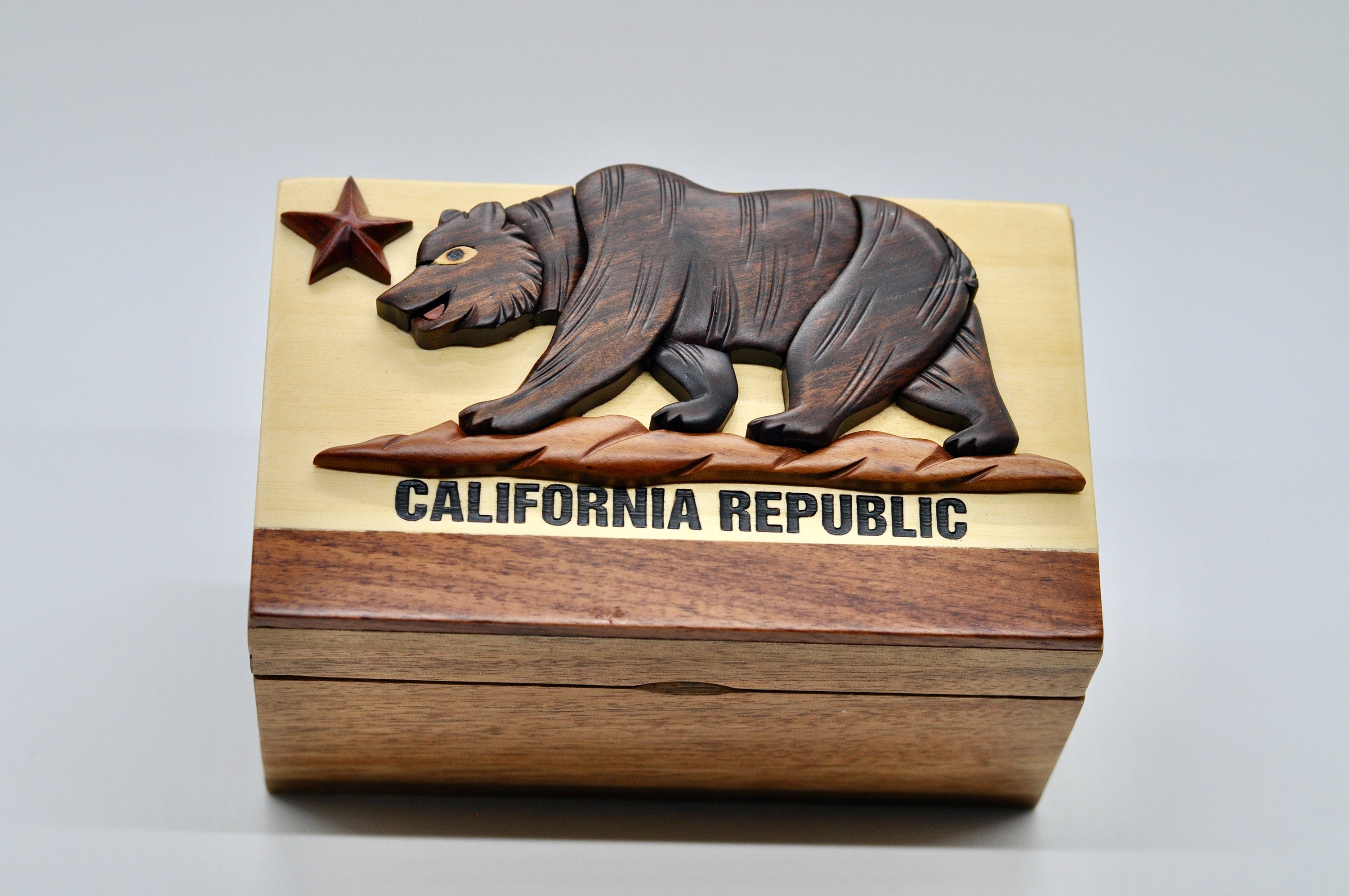 Handmade wooden jewelry box with California Bear Wooden | Etsy