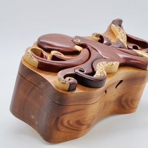Octopus Lover Gift Handmade Wood Puzzle Box Unique Jewelry Box for Her ...