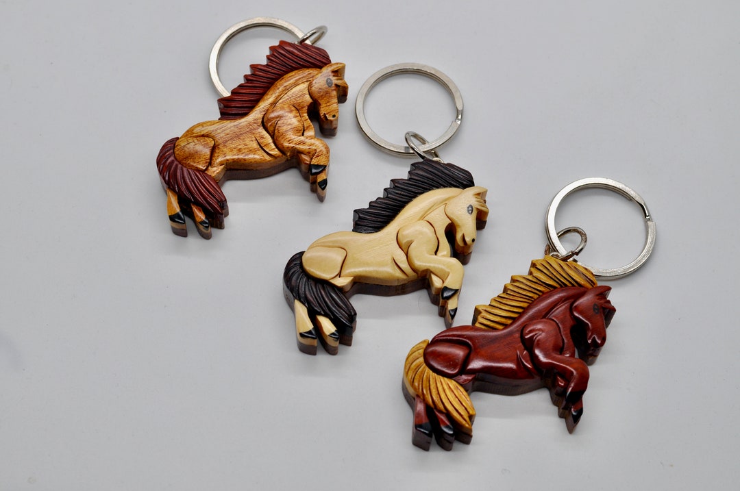 Horse Keychain - Handmade Wooden Keychain - New Car Gift - Wooden ...