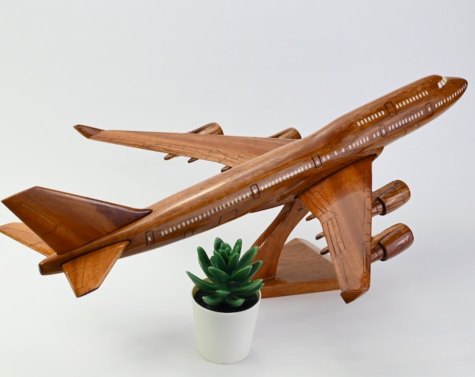 Boeing 747 Wooden Model Wooden Airplane Home and Office Decoration ...