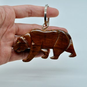 Wooden Bear Keychain - Handmade Wooden Keychain - Wooden Bear Gift - Etsy