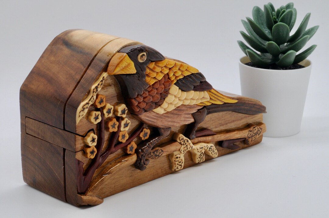 Magpie Wooden Puzzle Box Wooden Magpie Puzzle Box Handmade Wooden ...