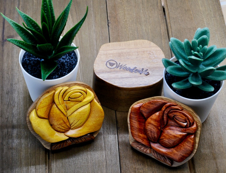 Rose Wooden Ring Box Handmade Proposal Ring Box Rose - Etsy