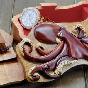 Octopus Lover Gift Handmade Wood Puzzle Box Unique Jewelry Box for Her ...