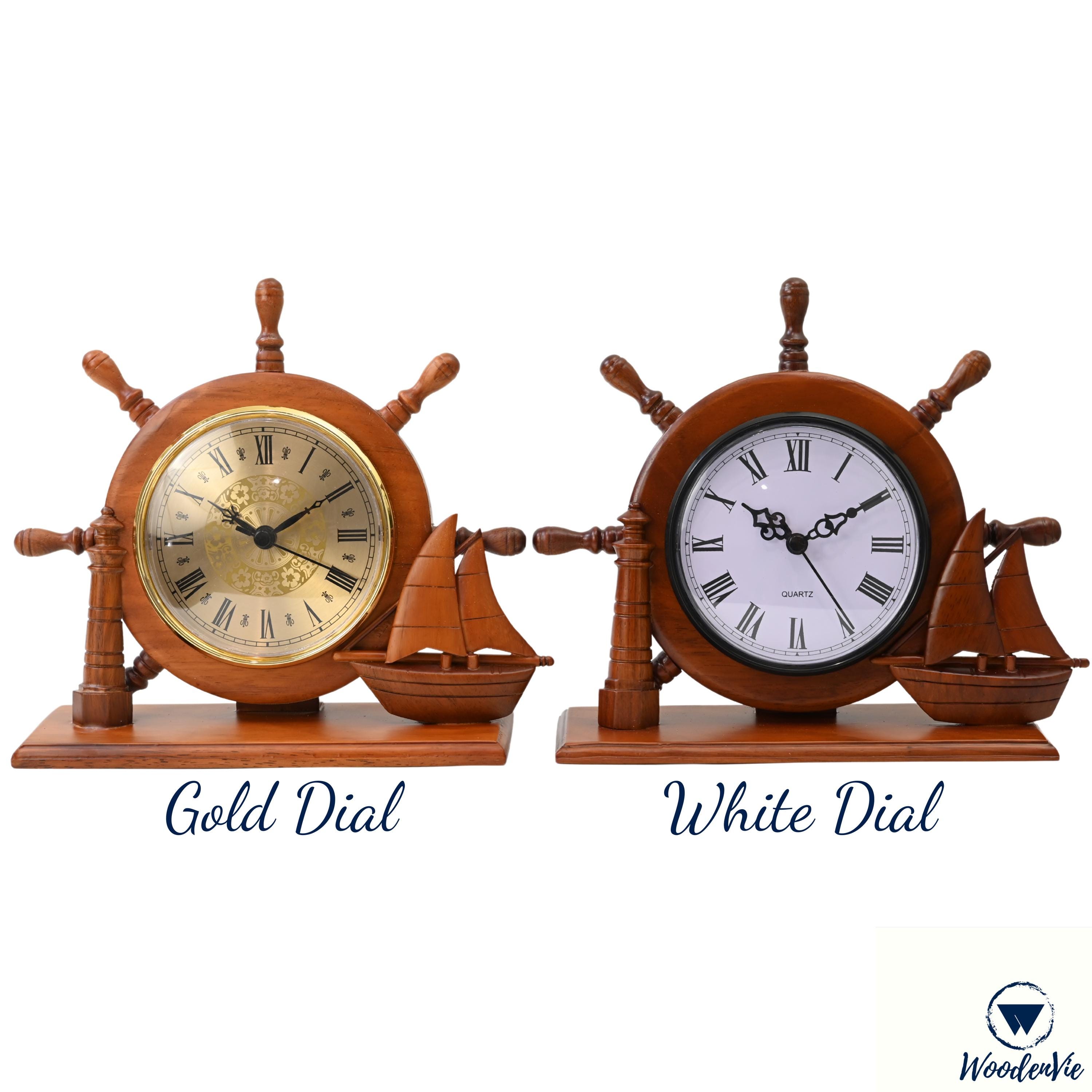 Sailboat Clock Wooden Ship Wheel Gift for Him Sailor Gift Idea for Boat ...