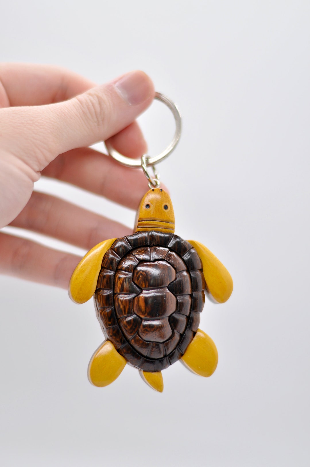 Lucky Turtle Handmade Wooden Keychain Gift for Him Lucky Gift Cute ...