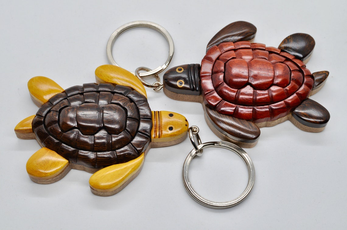 Lucky Turtle Handmade Wooden Keychain Gift for Him Lucky - Etsy