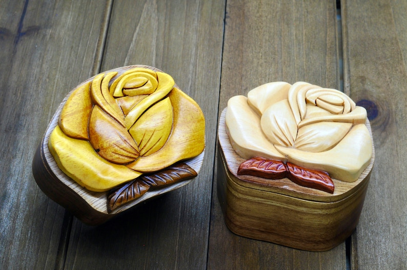 Rose Wooden Ring Box Handmade Proposal Ring Box Rose - Etsy