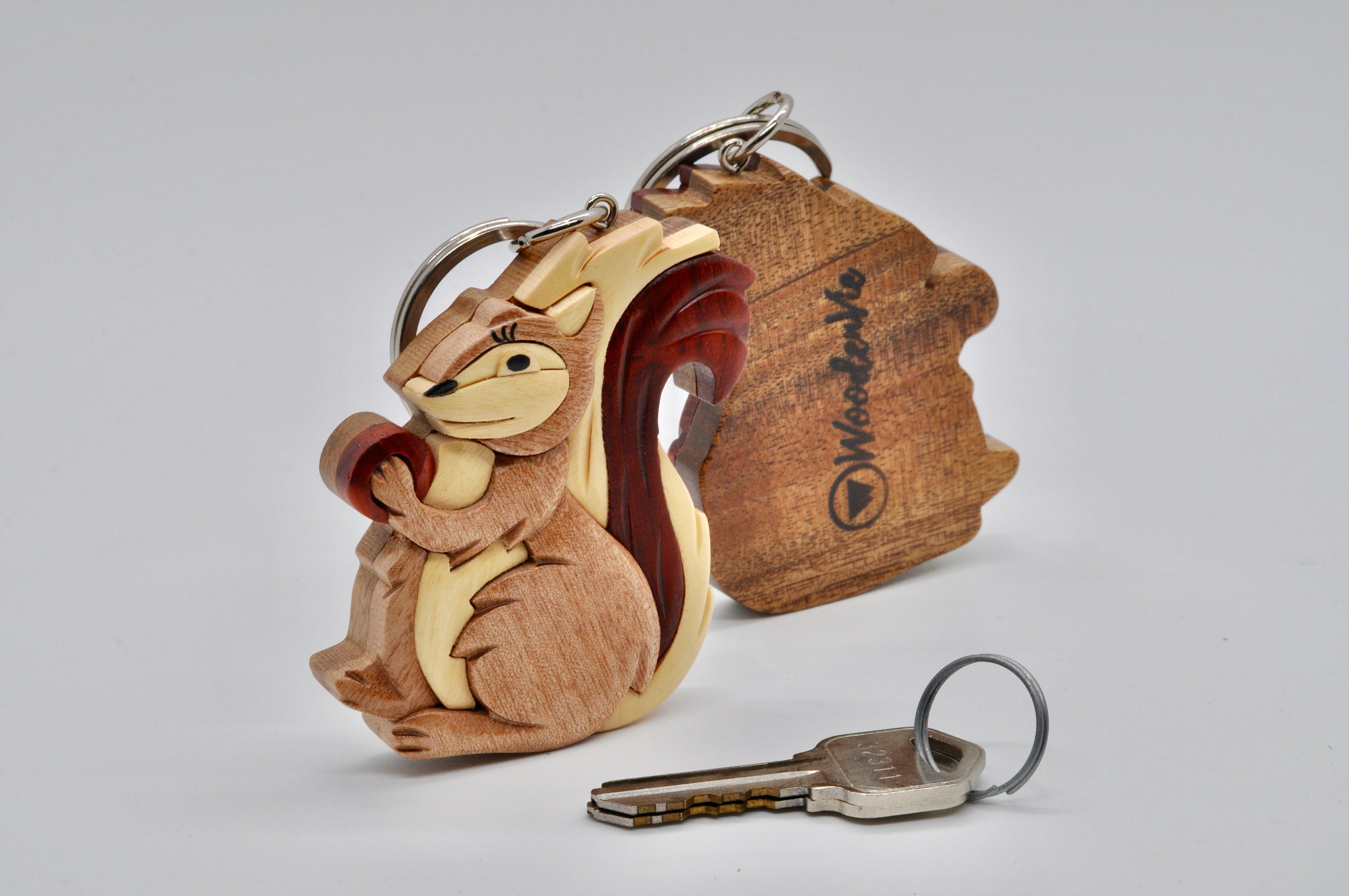 Squirrel Keychain Handmade Wooden Keychain Wooden | Etsy