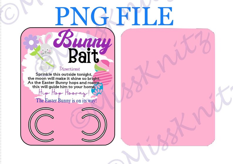 Pink Bunny Bait Card PNG ~ Easter ~ Print Then Cut PNG File ~ Eater ...