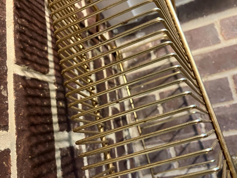 Mid Century Modern Record Stand With Note Design Rolling Gold Tone ...