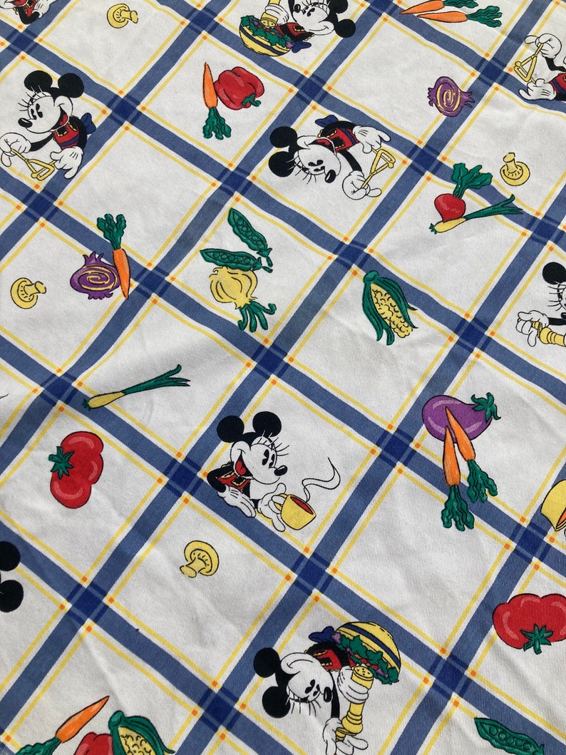 Disney Mickey Mouse Garden Fabric 90s - 1997 Arthur R. Johnson Co Patt ...