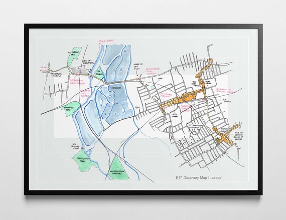 Discovery Map of Walthamstow E17 North London Handmade - Etsy