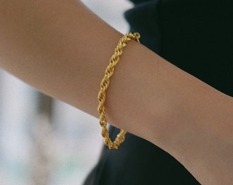 Gold Thick Rope Bracelet - Etsy