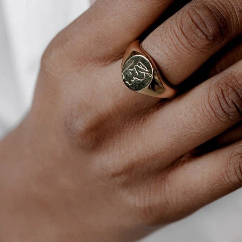 Female Body Outline Signet Ring Statement Ring Stainless - Etsy