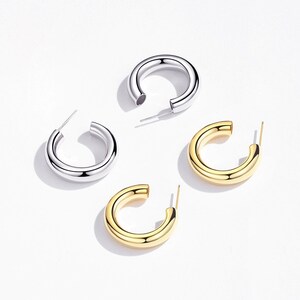 Chunky Hoop Earring C Shape Hoops Sterling Silver 18K Gold - Etsy UK