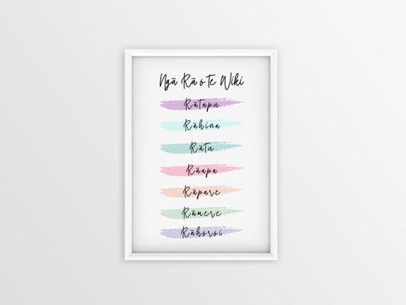 Ngā Rā O Te Wiki days of the Week // Wall Art New Zealand | Etsy