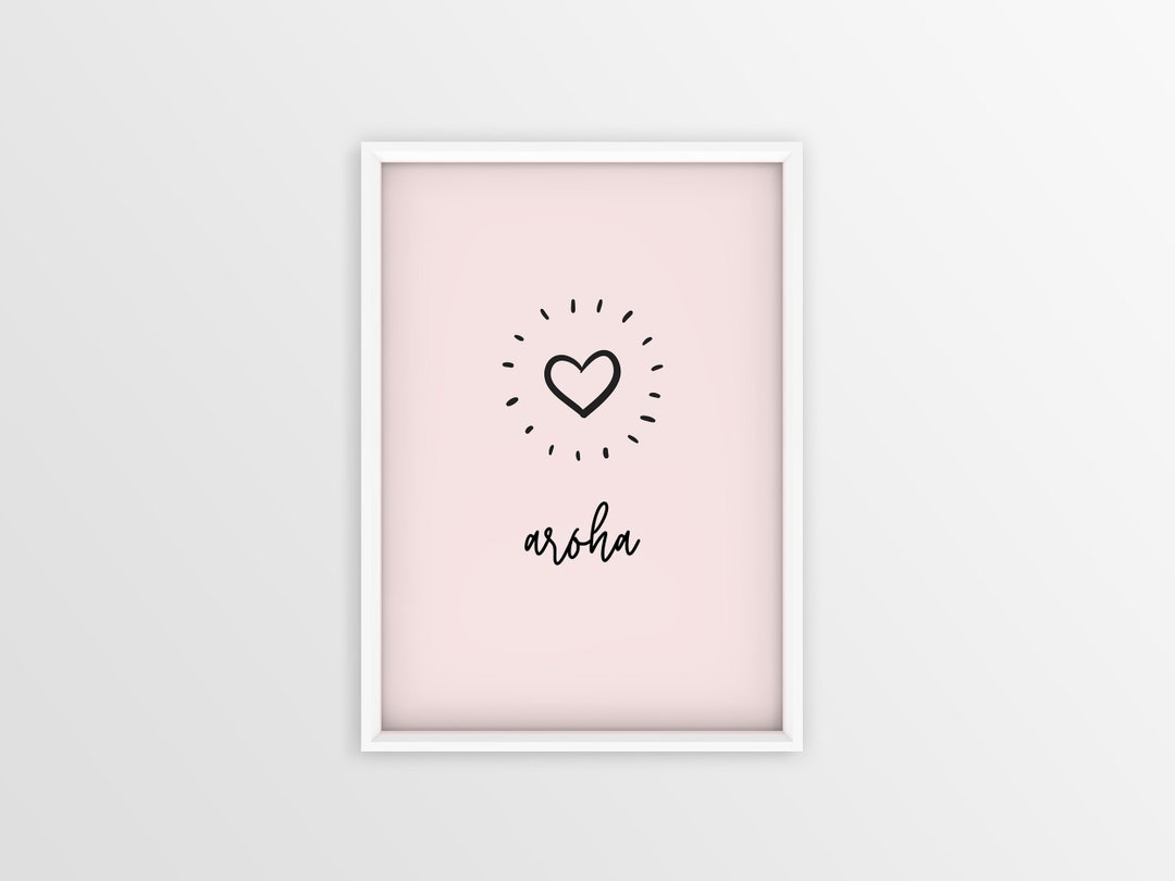 Aroha [to Love, Empathise] // Wall Art, New Zealand, Word Poster, Te ...
