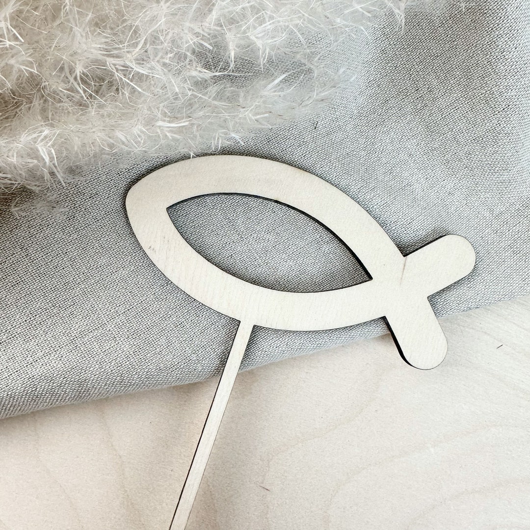 Wooden Cake Topper fish Cake Topper for Baptism - Etsy