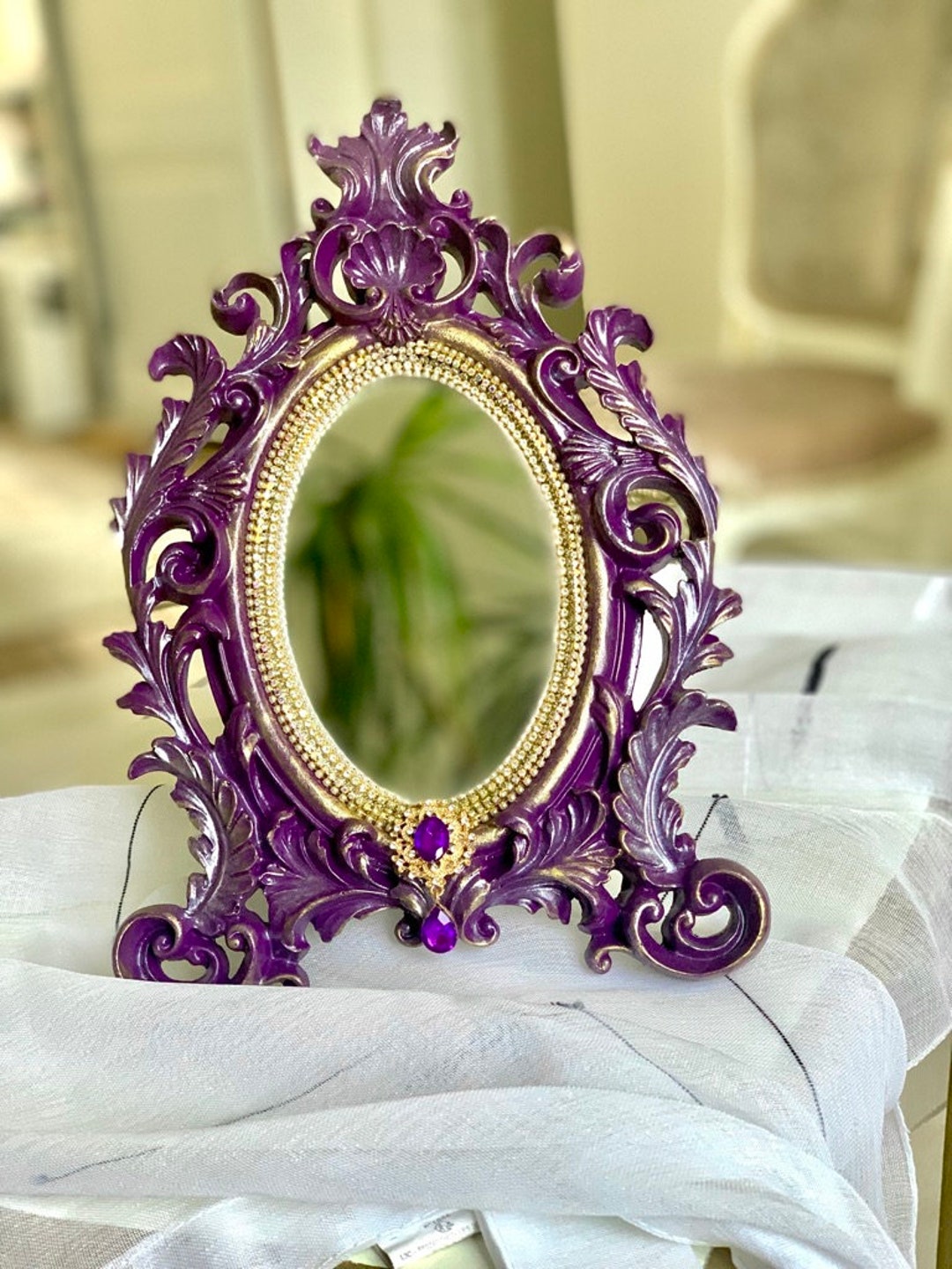 Decorative Mirrors Purple Mirror Antique Mirrors Vintage Mirror Oval ...
