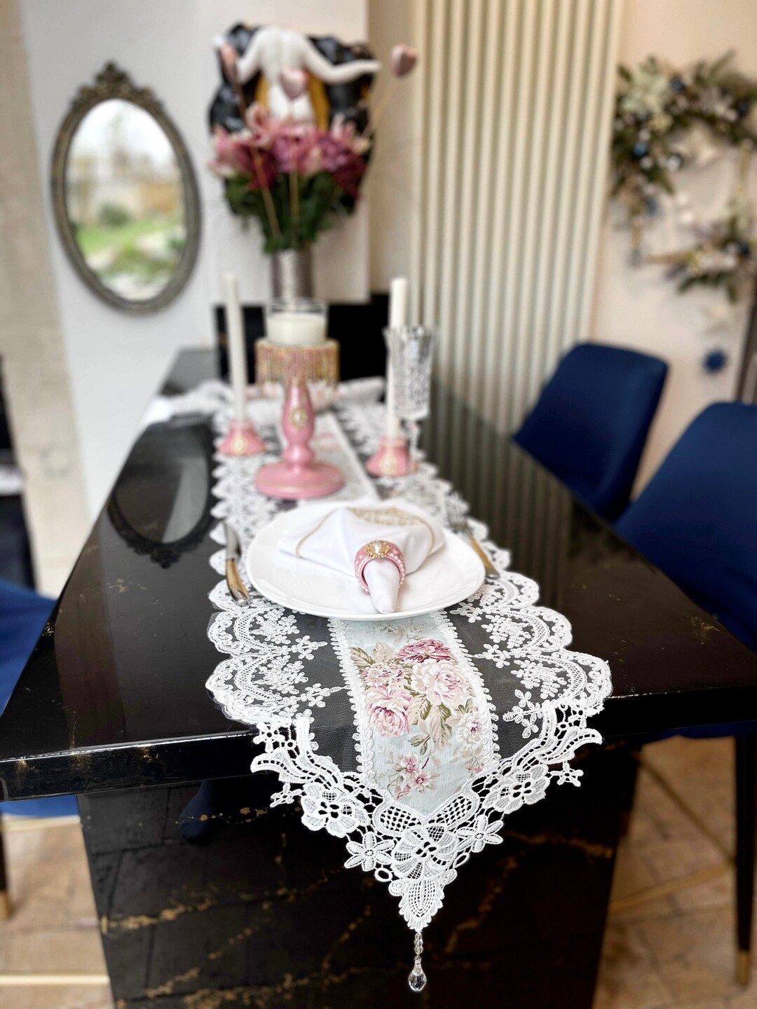 Lace Table Runner Lace Tablecloth Transparent Lace Doily - Etsy