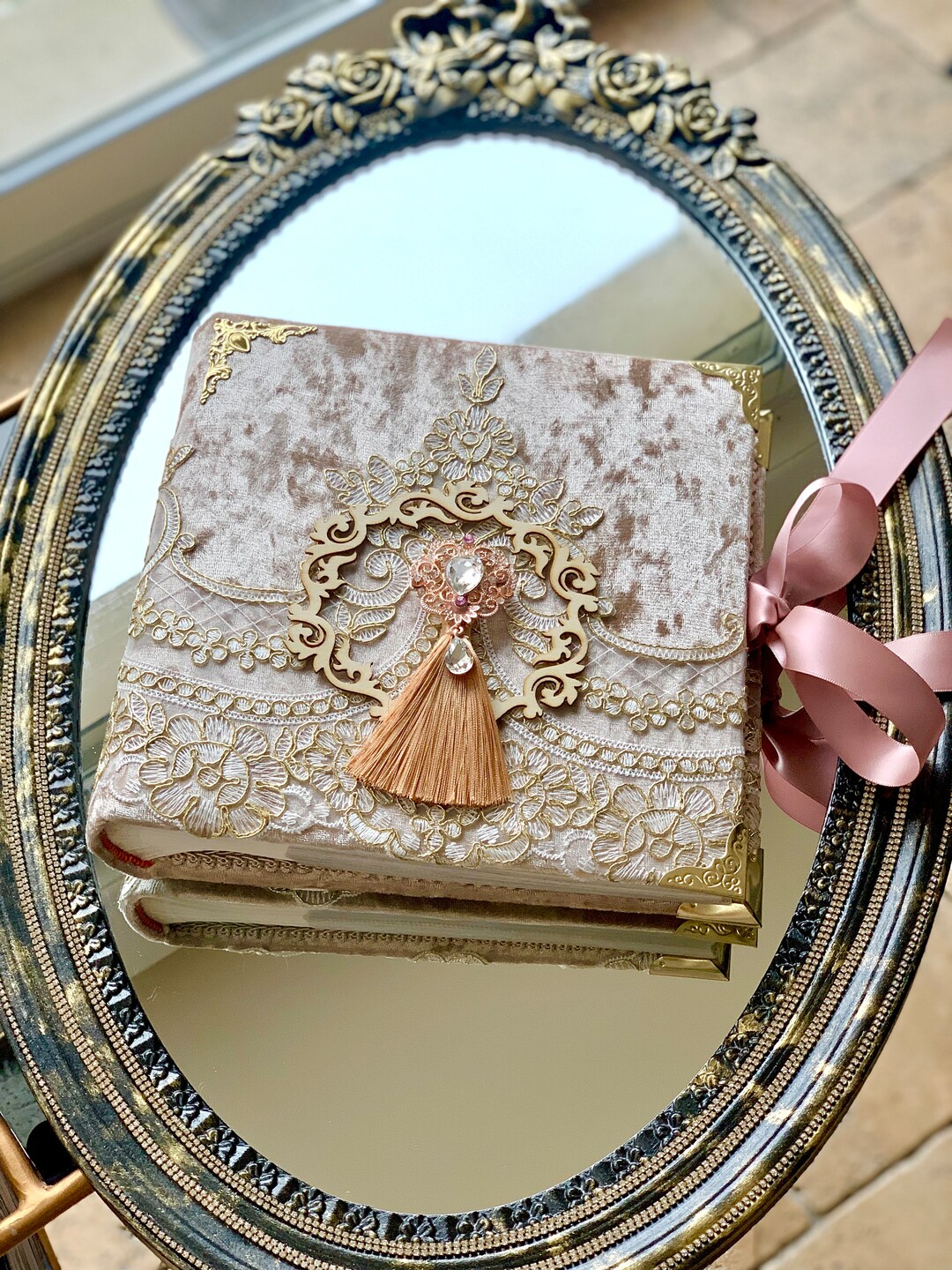 Beige Photo Album Velvet Memory Photo Album With Envelopes for 200 ...