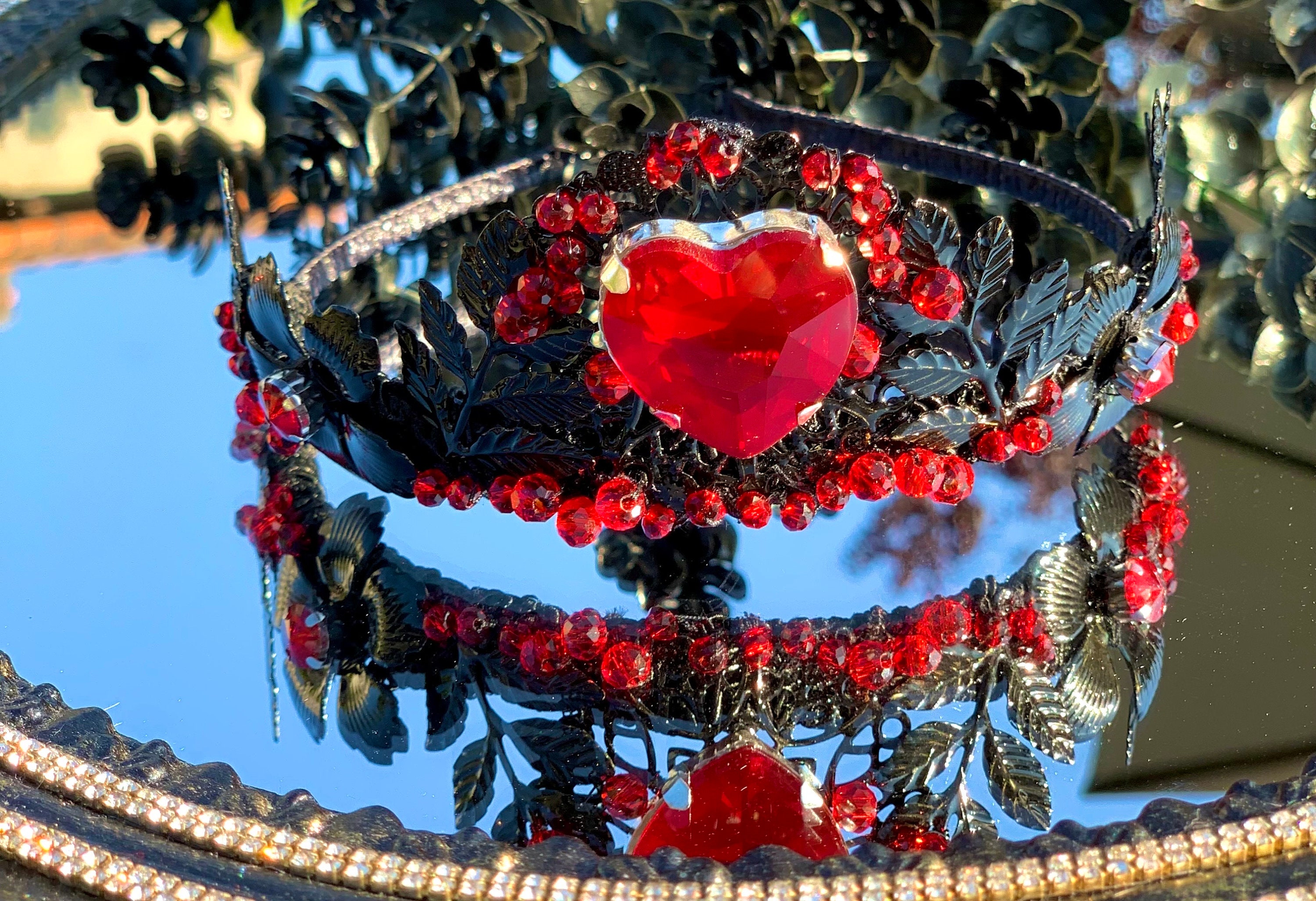 Queen of Hearts Crown Black Tiara Evil Queen Crown Black Halo Crown ...