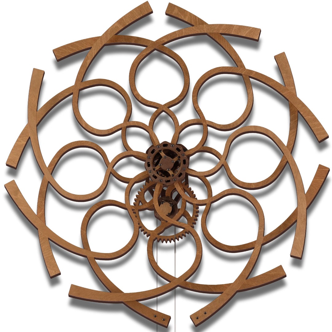 Kinetic Wall Art Sculpture "ornate Geometric" - Mesmerizing Wooden Decor No Batteries or ...